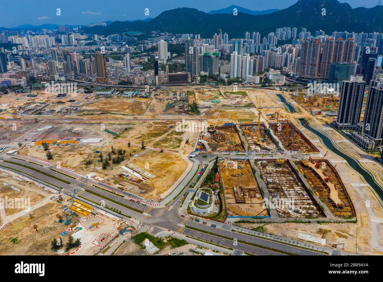 Kai Tak, Hong Kong 12 May 2019: Aerial view of Hong Kong construction ...