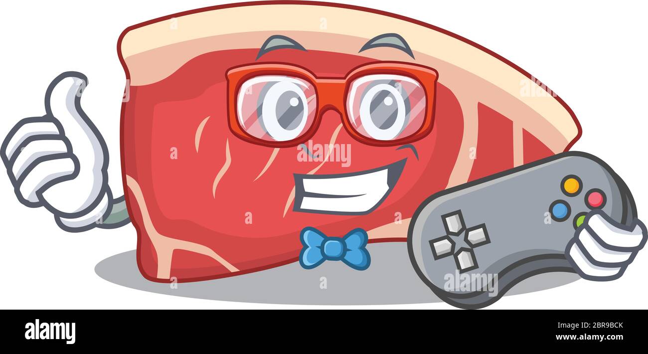Mascot design style of sirloin gamer playing with controller Stock ...