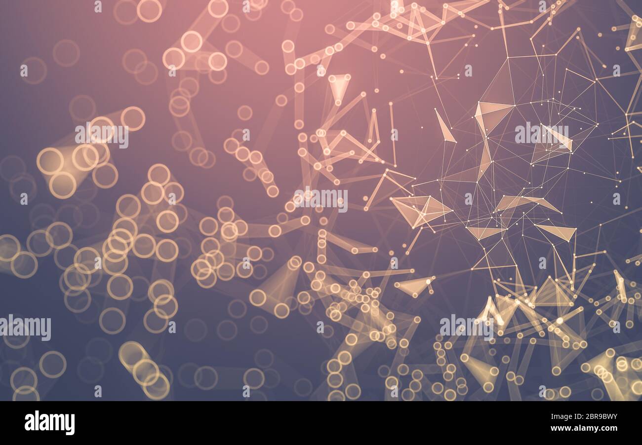 Abstract polygonal space low poly dark background with connecting dots and lines. Connection ...