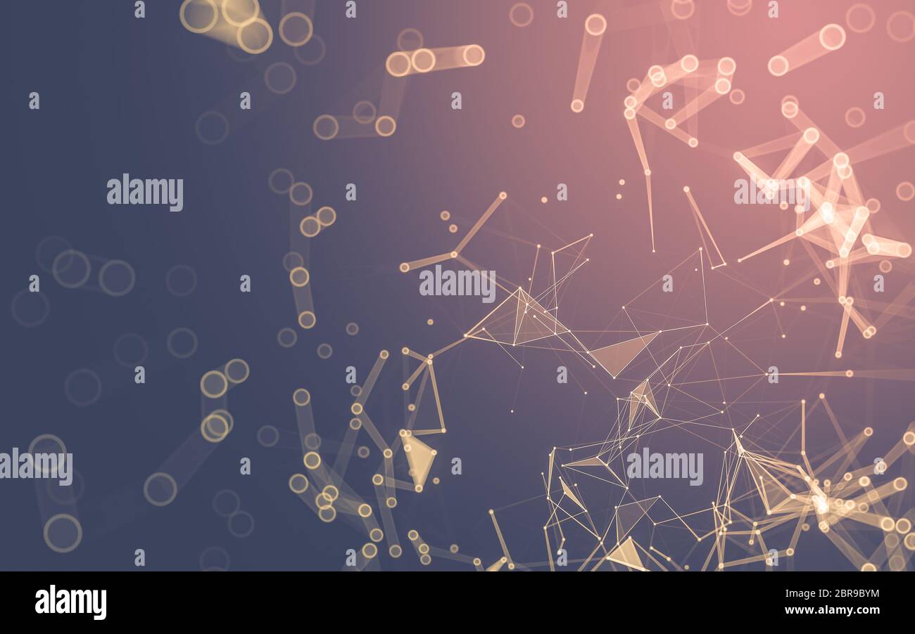 Abstract polygonal space low poly dark background with connecting dots and lines. Connection ...