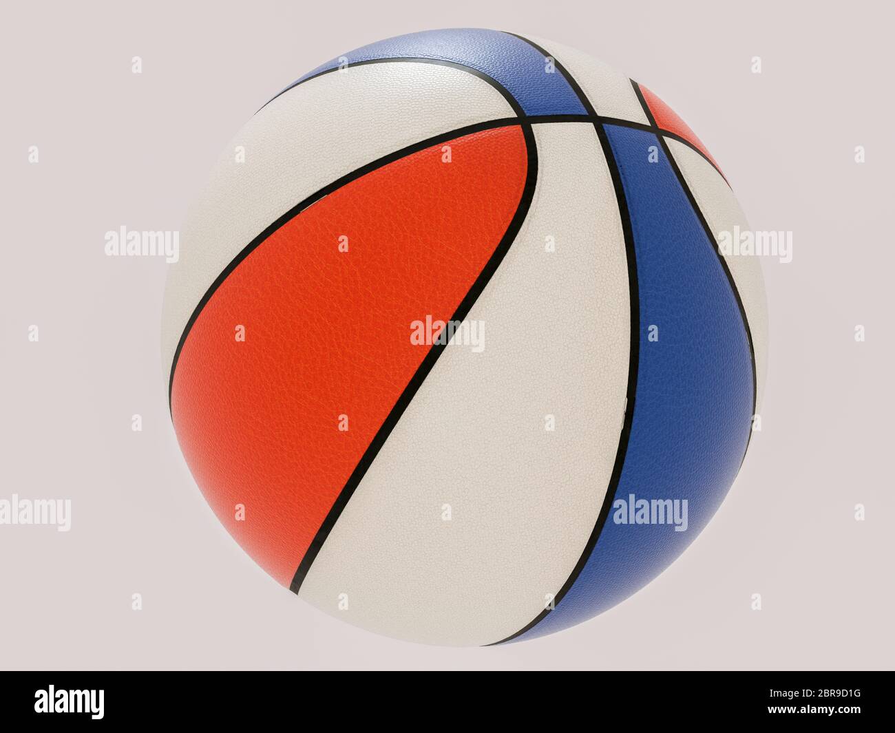 Front view of red white and blue USA colored single basketball sitting ...