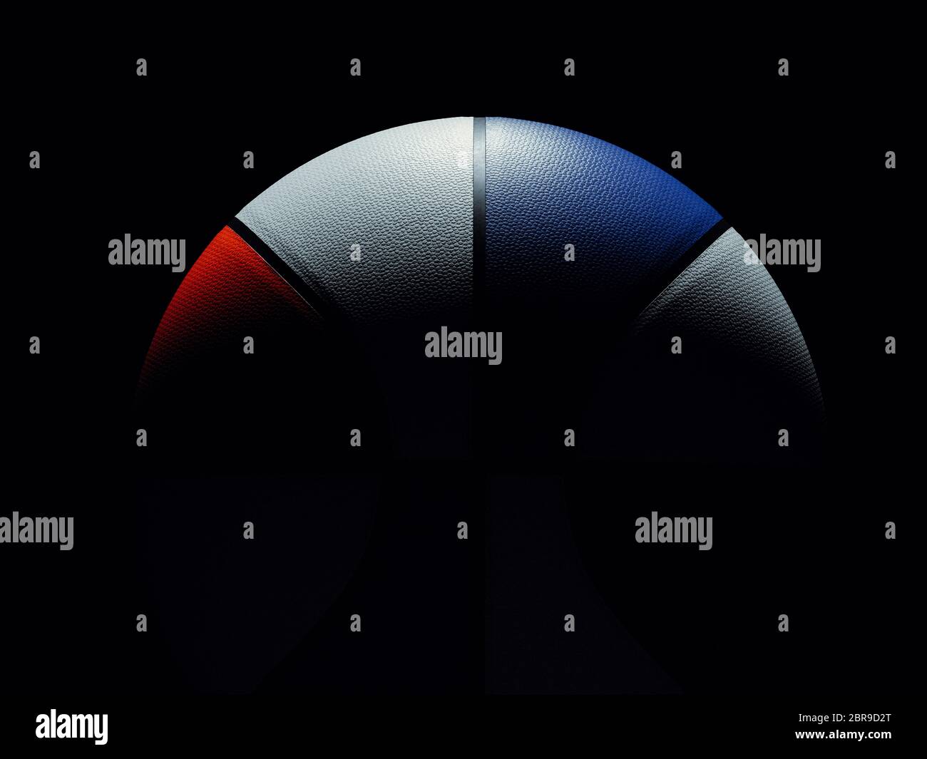 Front view of red white and blue USA colored single basketball sitting ...