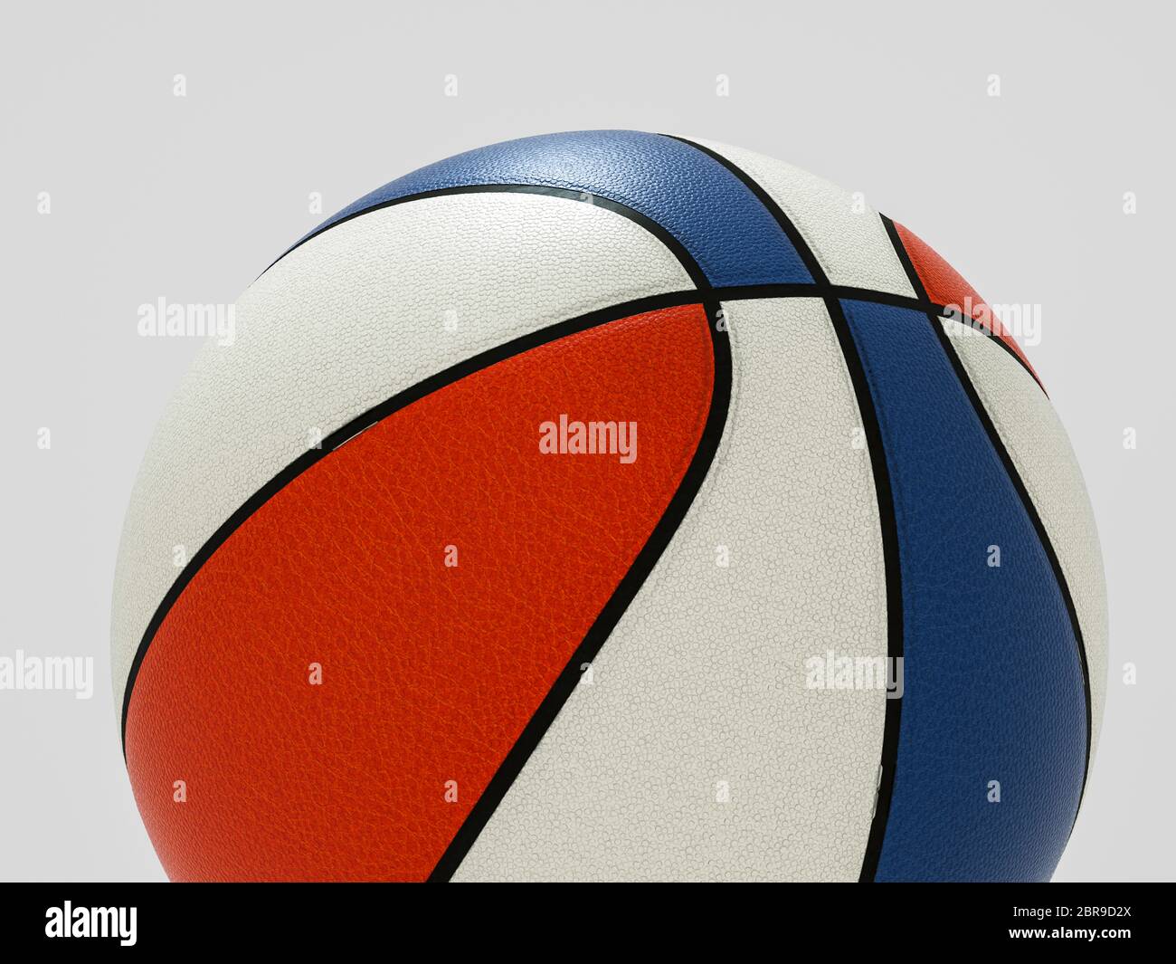 Front view of red white and blue USA colored single basketball sitting ...