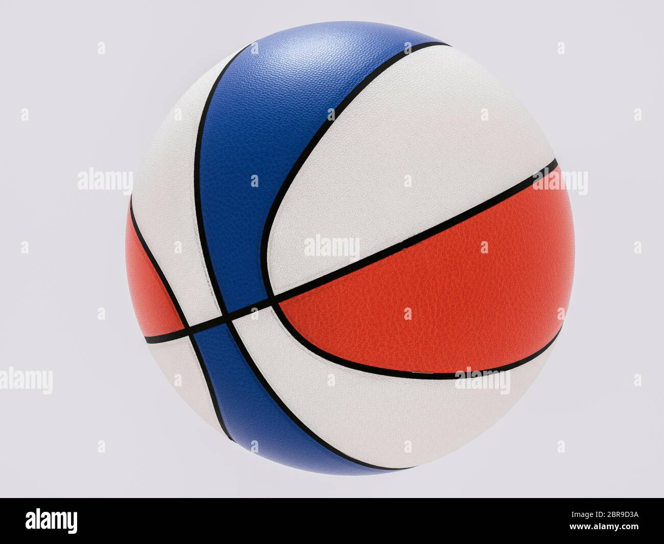 Front view of red white and blue USA colored single basketball sitting ...