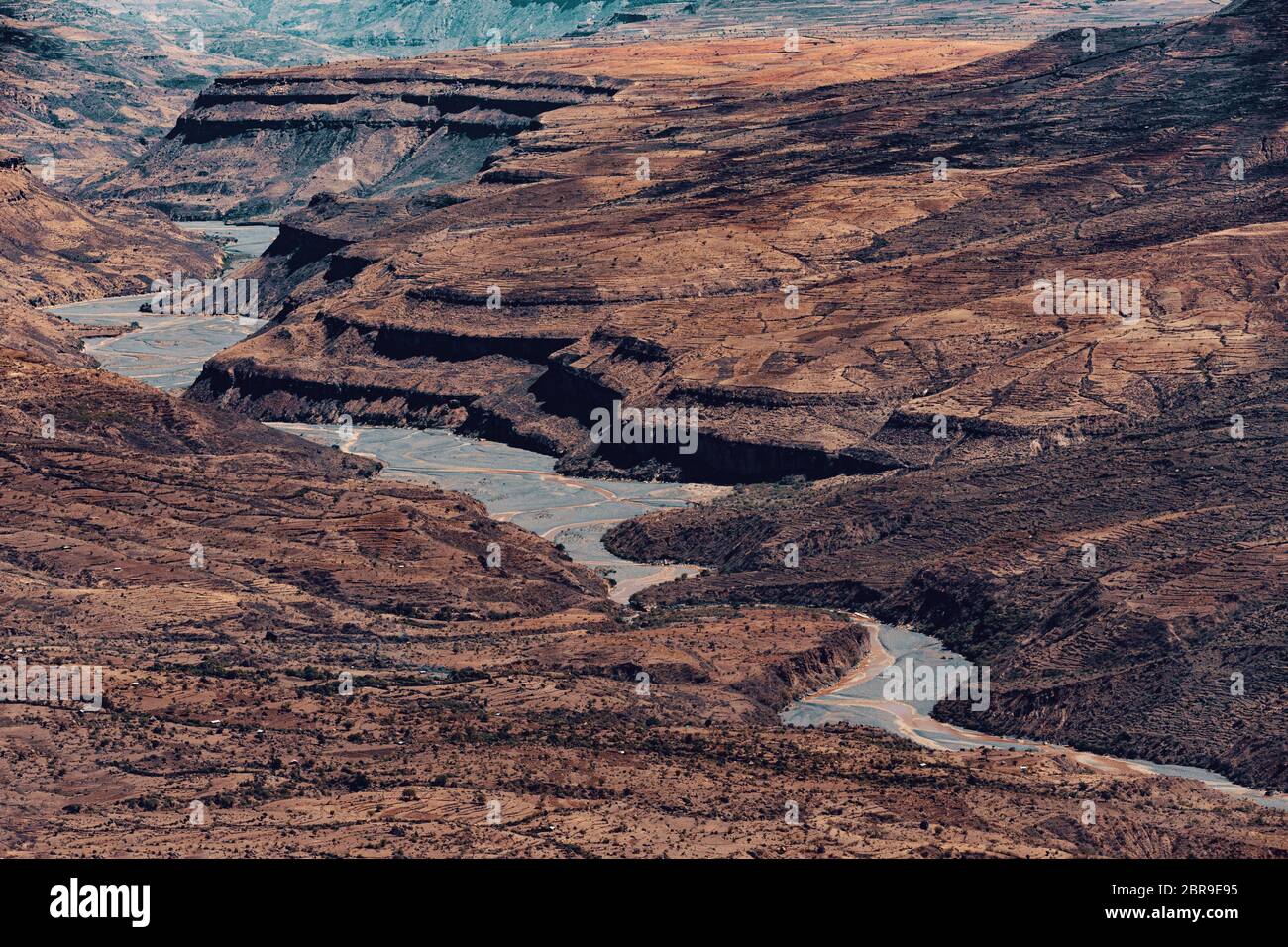 Beautiful mountain landscape with canyon and dry river bed, Oromia ...