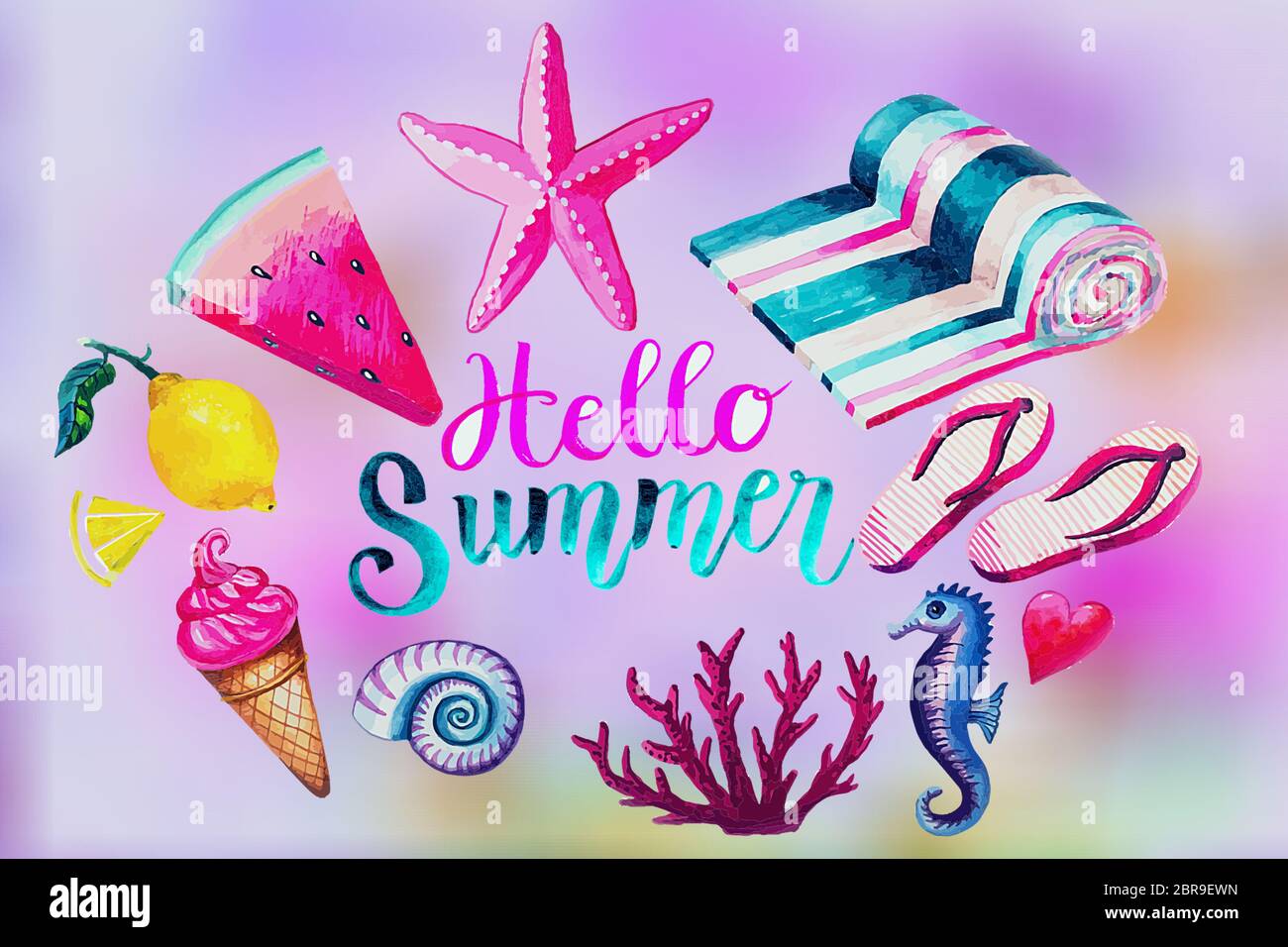 Summer background with the text: Hello Summer. Banner, background ...