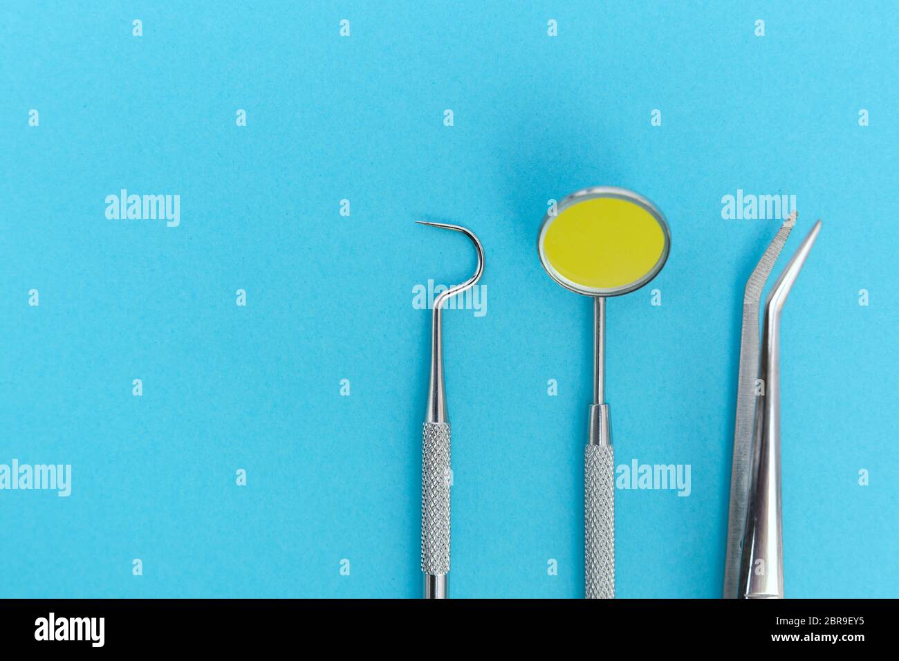 Orthodontic teeth model and professional dentist tools on the table in ...