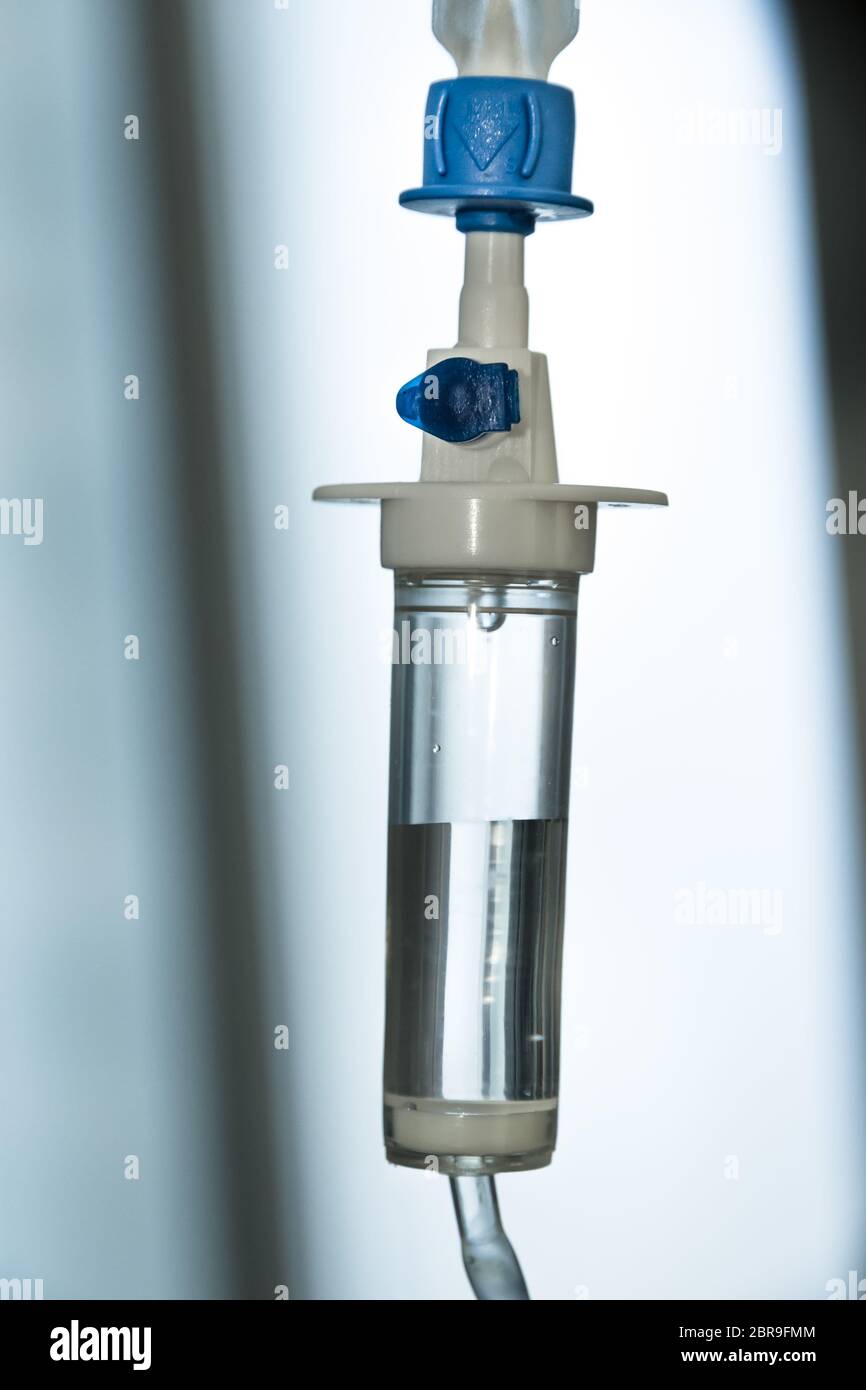 Closeup view of intravenous infusion drip equipment in hospital Stock ...