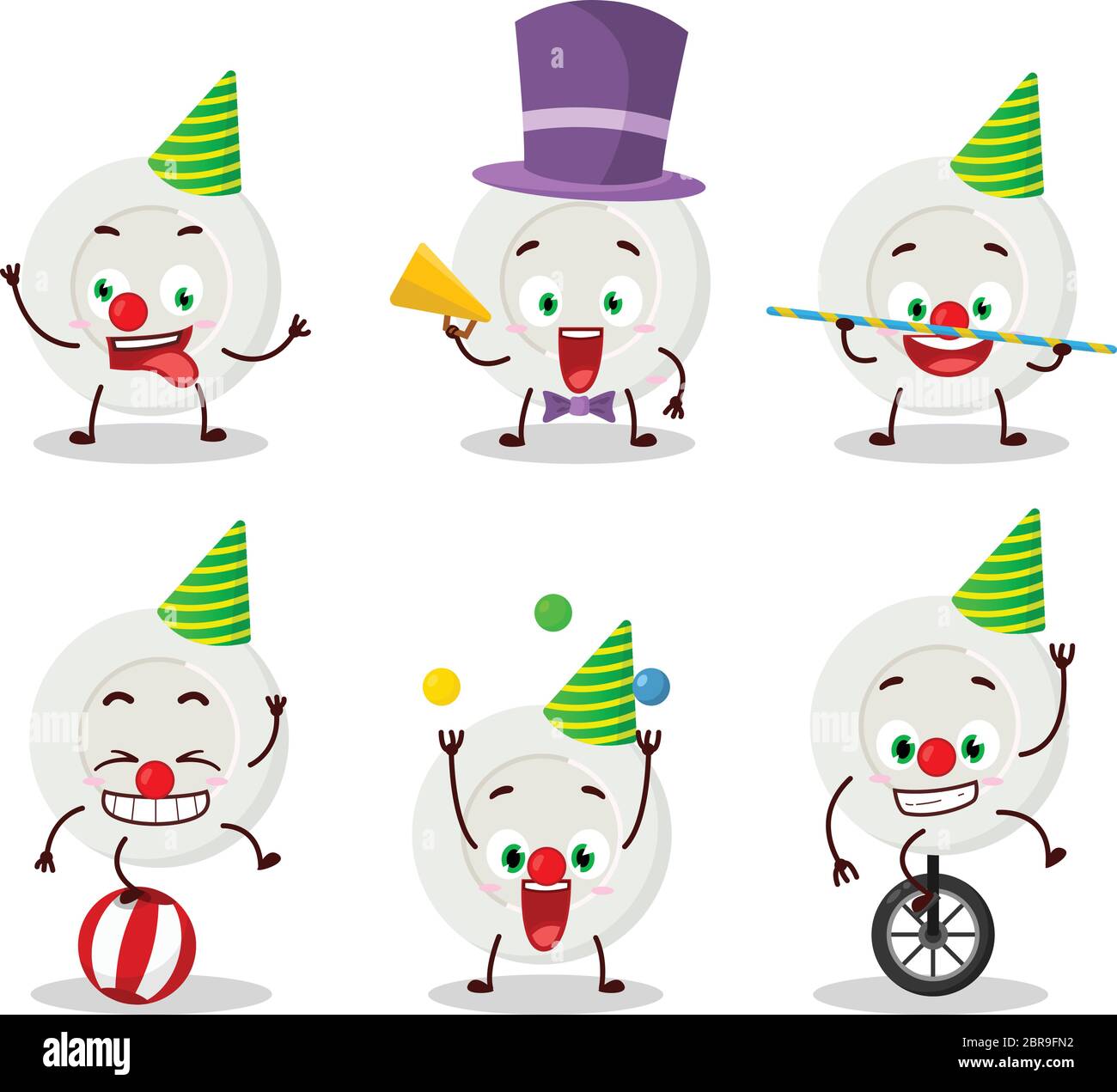 Cartoon character of plate angry expression with various circus shows ...