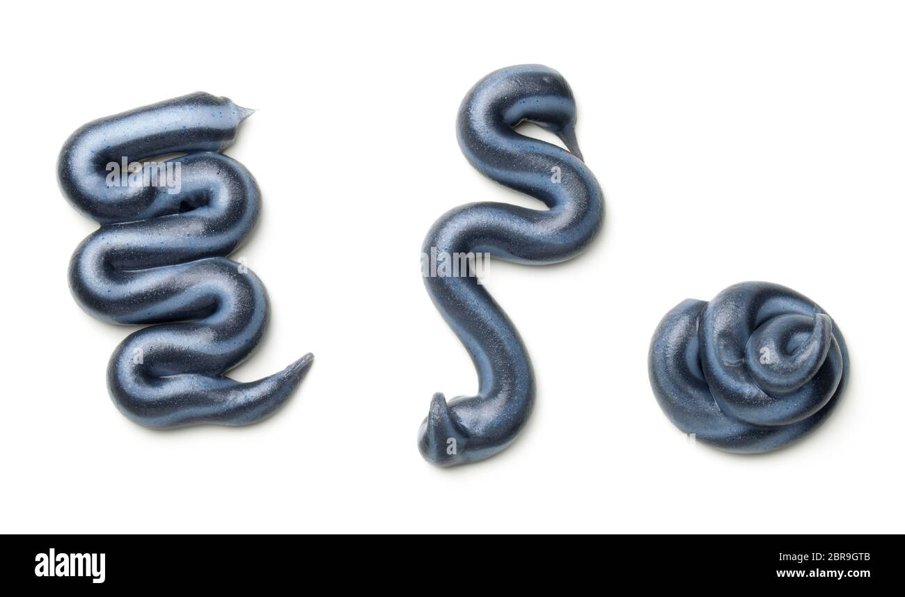 Black charcoal toothpaste isolated on white background. Top view, flat ...