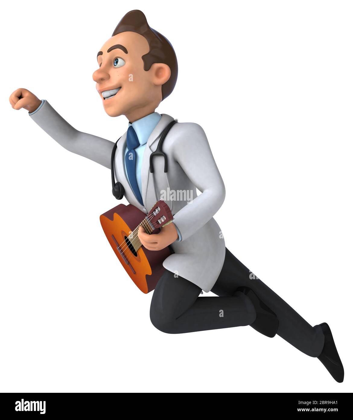 Fun doctor and guitar - 3D Illustration Stock Photo - Alamy