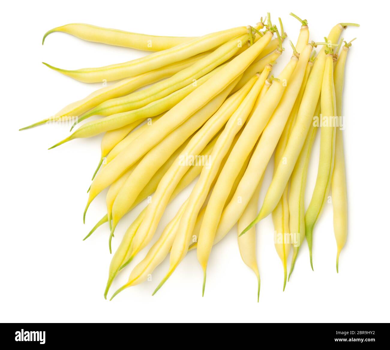 Yellow string beans isolated on white background. Top view, flat lay ...