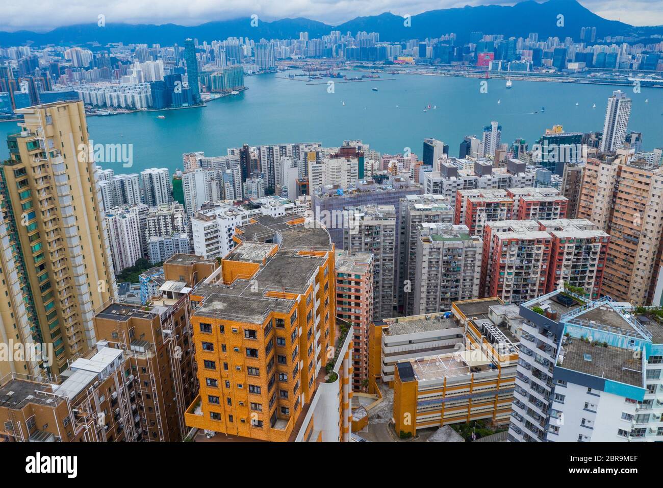 North Point, Hong Kong 01 June 2019: Top view of Hong Kong residential ...