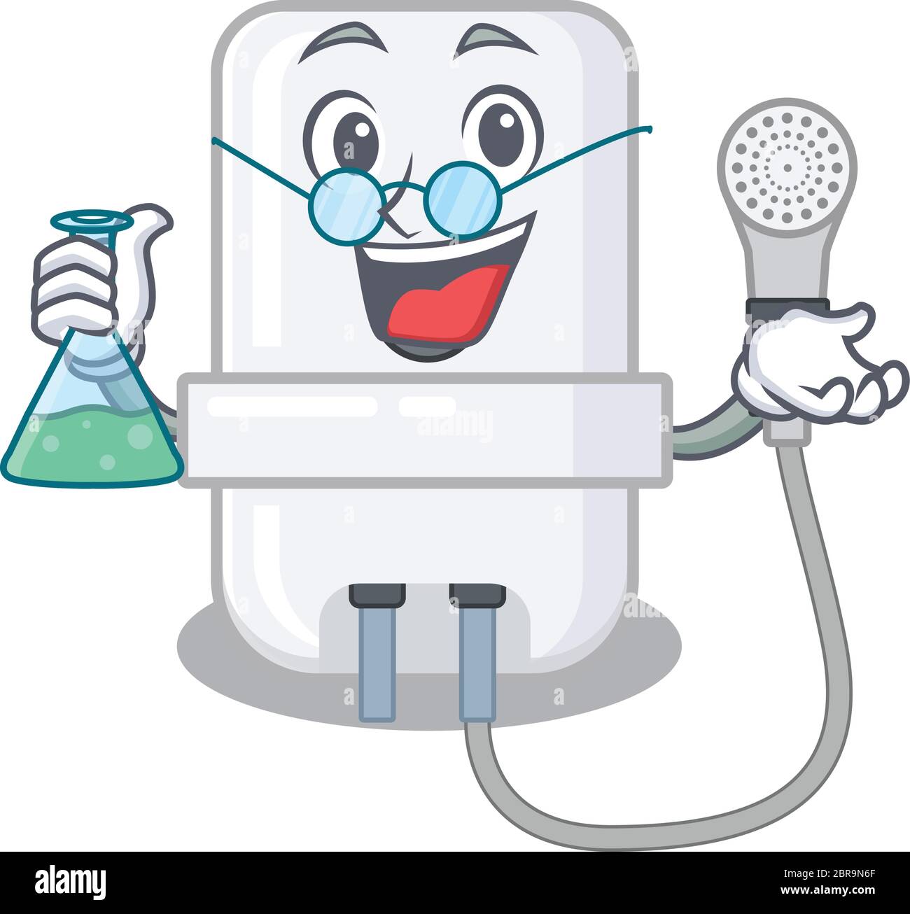caricature character of electric water heater smart Professor working ...