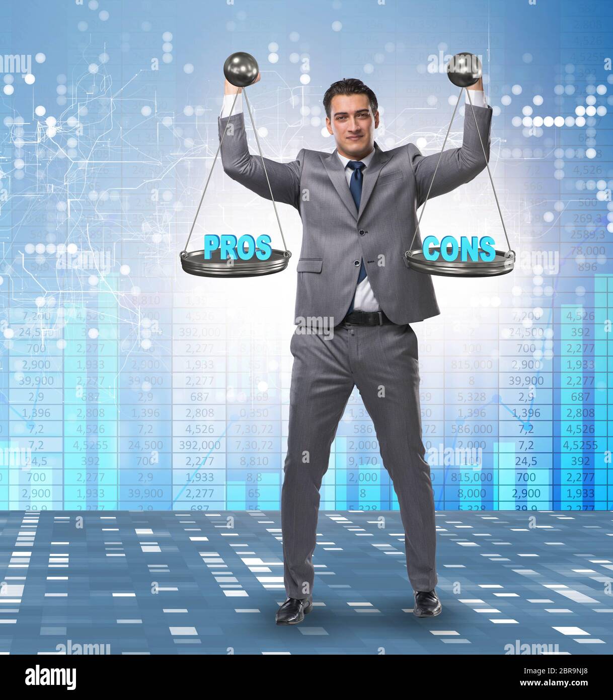 The businessman choosing pros and cons Stock Photo - Alamy