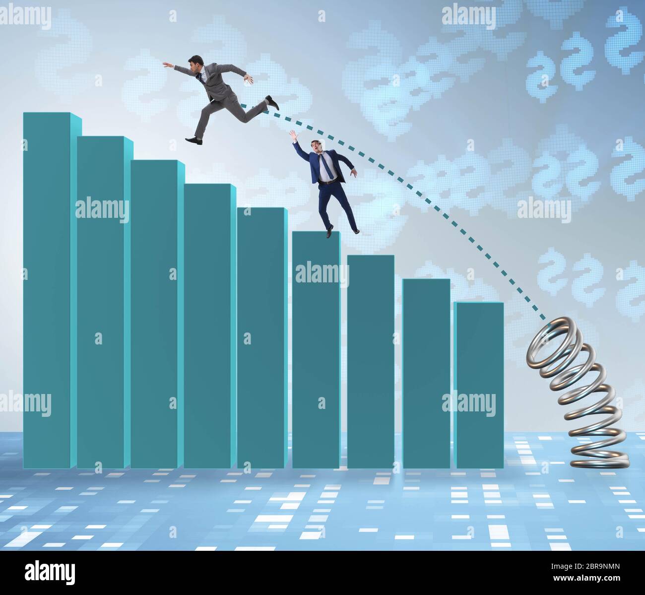 The businessman outperforming his competition jumping over Stock Photo ...