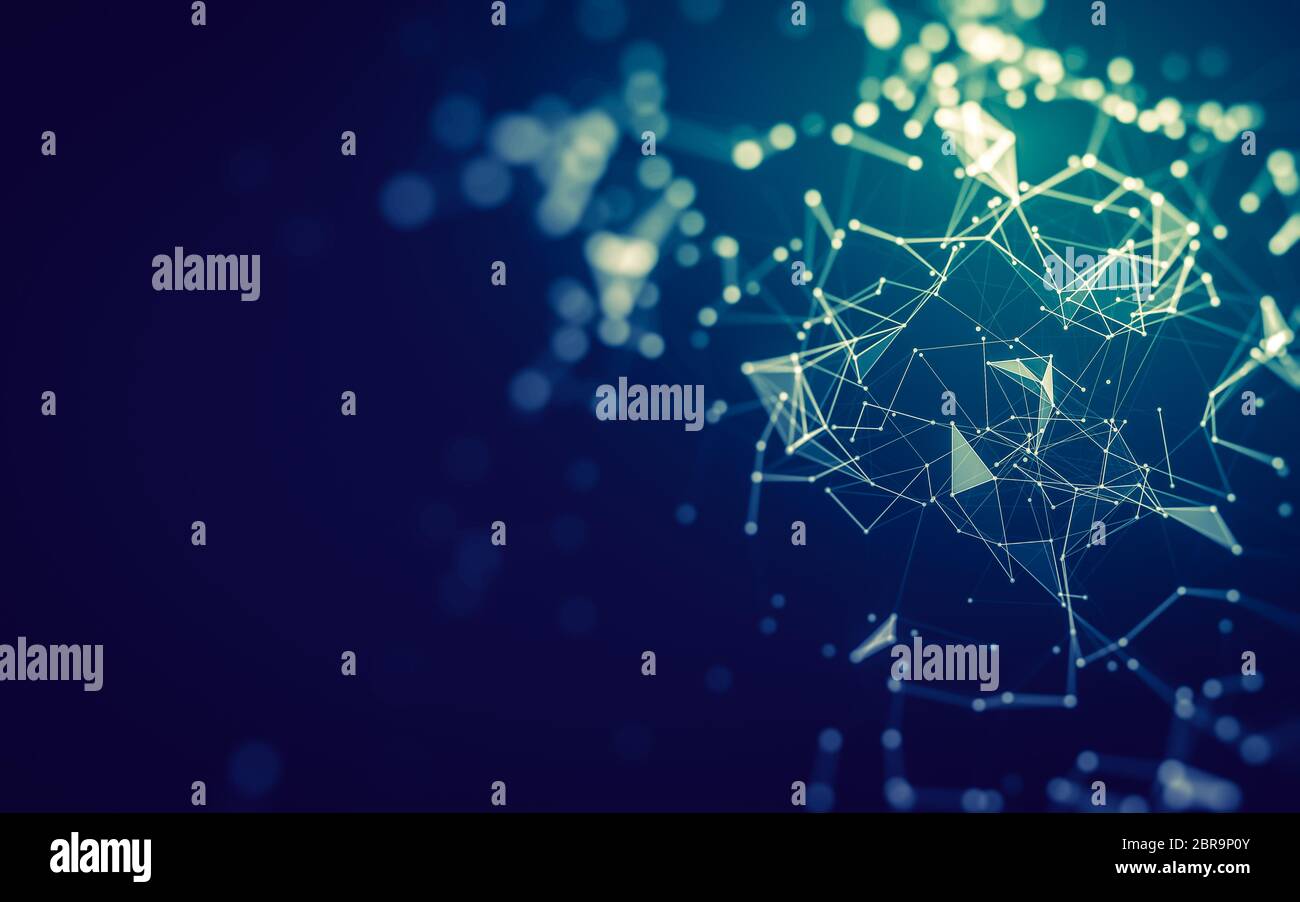 Abstract polygonal space low poly dark background with connecting dots and lines. Connection ...