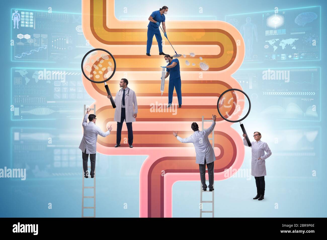 Doctors treating intestines illness - illustration Stock Photo - Alamy