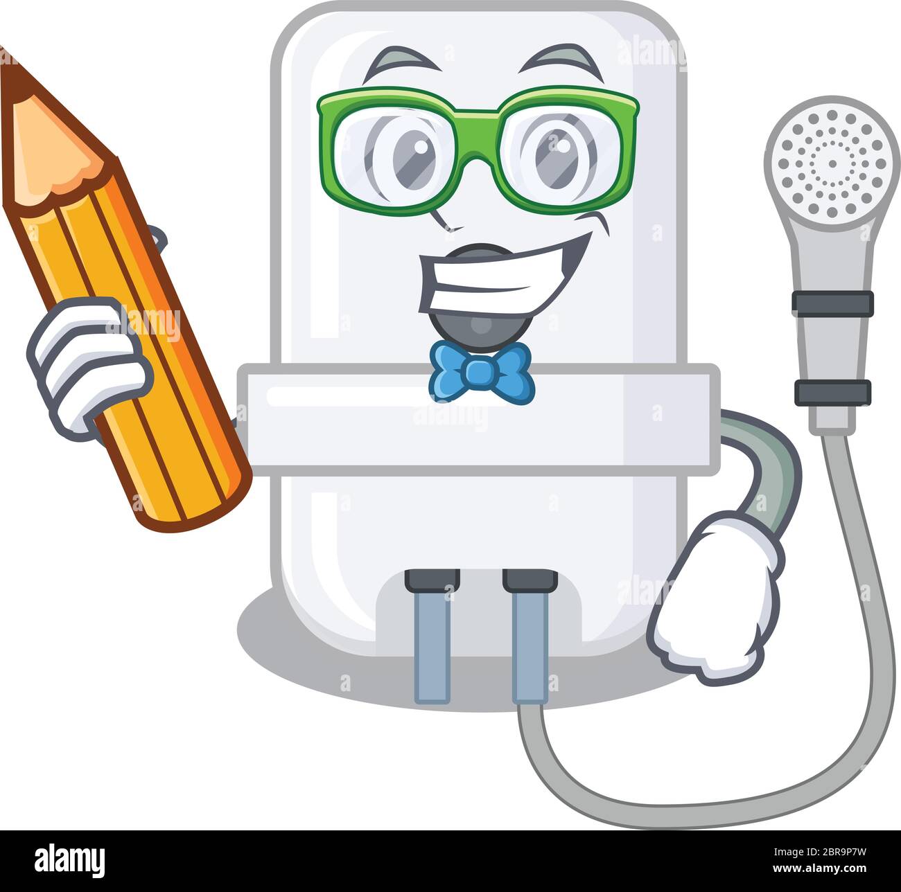 A clever student electric water heater cartoon character study at home ...