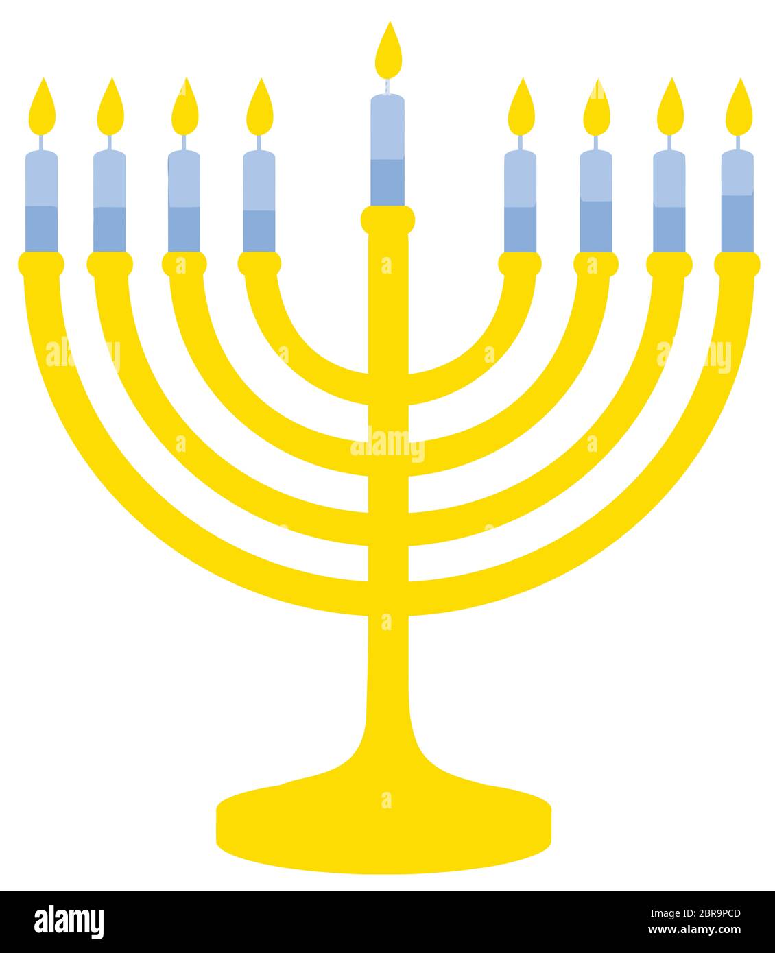 jewish judaism hanukkah candles golden blue illustration religious ...