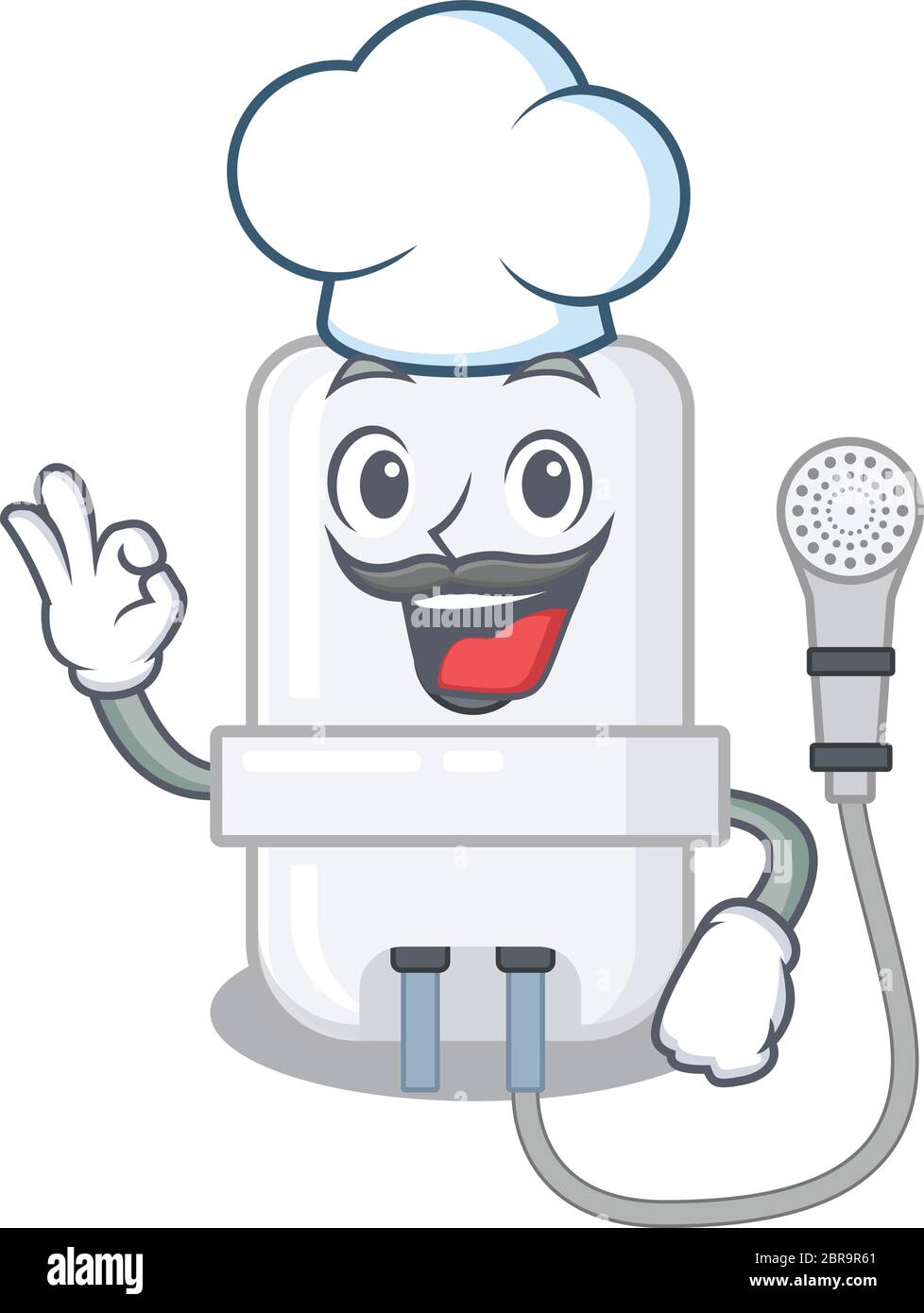 Talented electric water heater chef cartoon drawing wearing chef hat ...