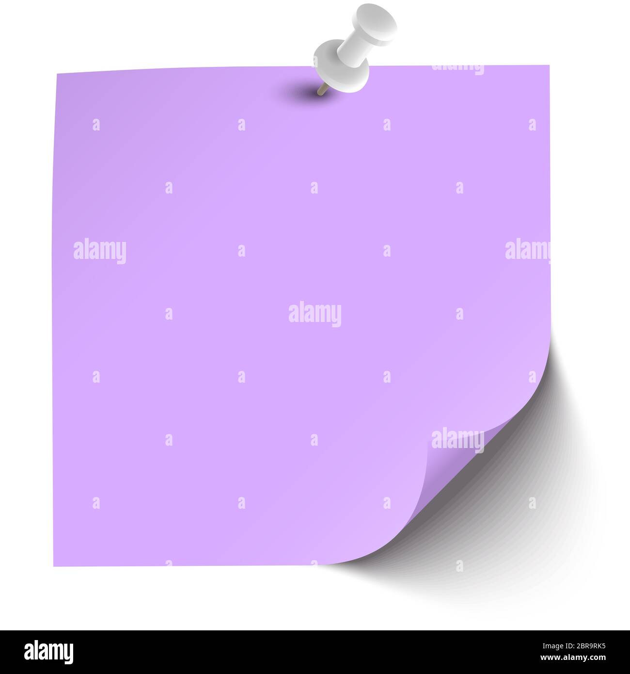 vector illustration of colored sticky note with pin needle Stock Photo ...