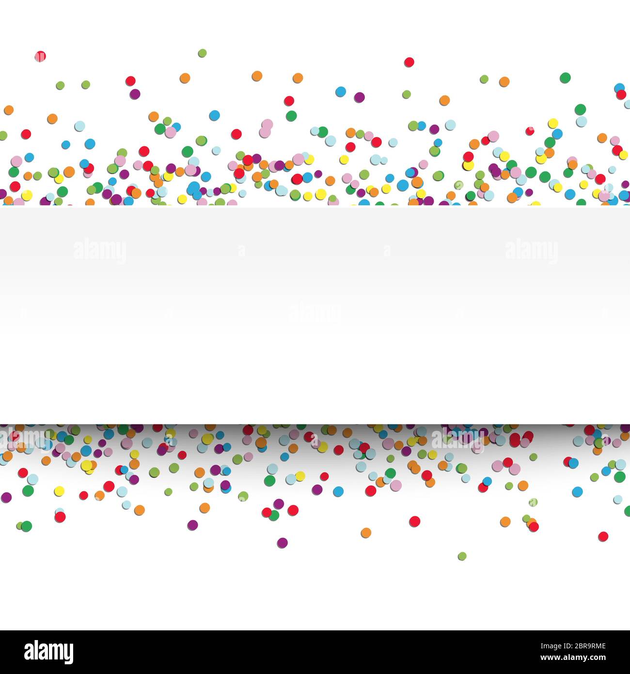 vector illustration of multi colored confetti with free white banner ...