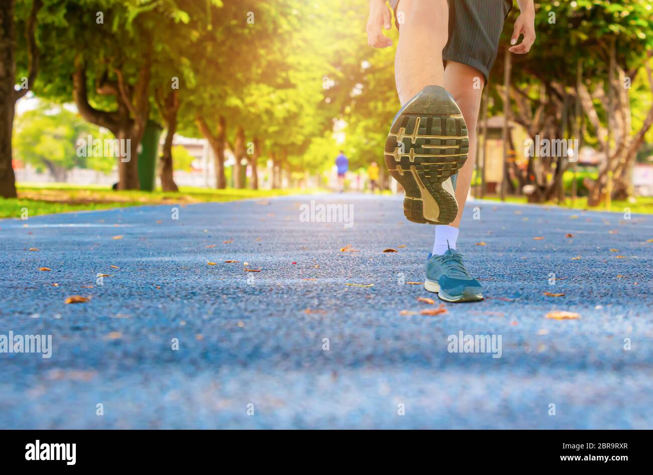 run jogging exercise uplift leg and foot for health lose weight concept ...