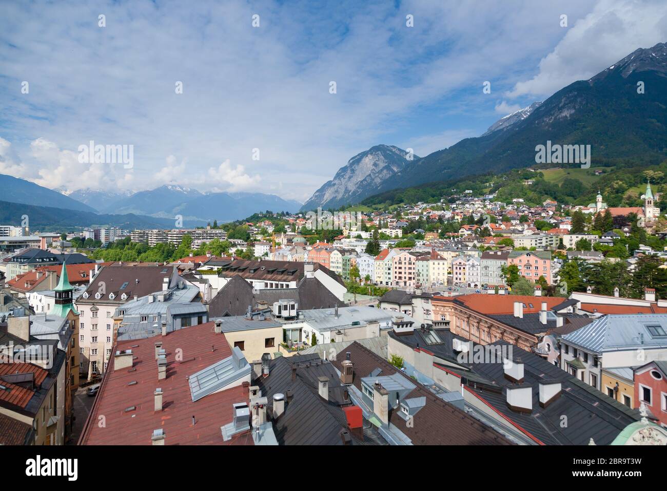 Innsbruck city center aerial view. Old town view from clock tower Stock ...