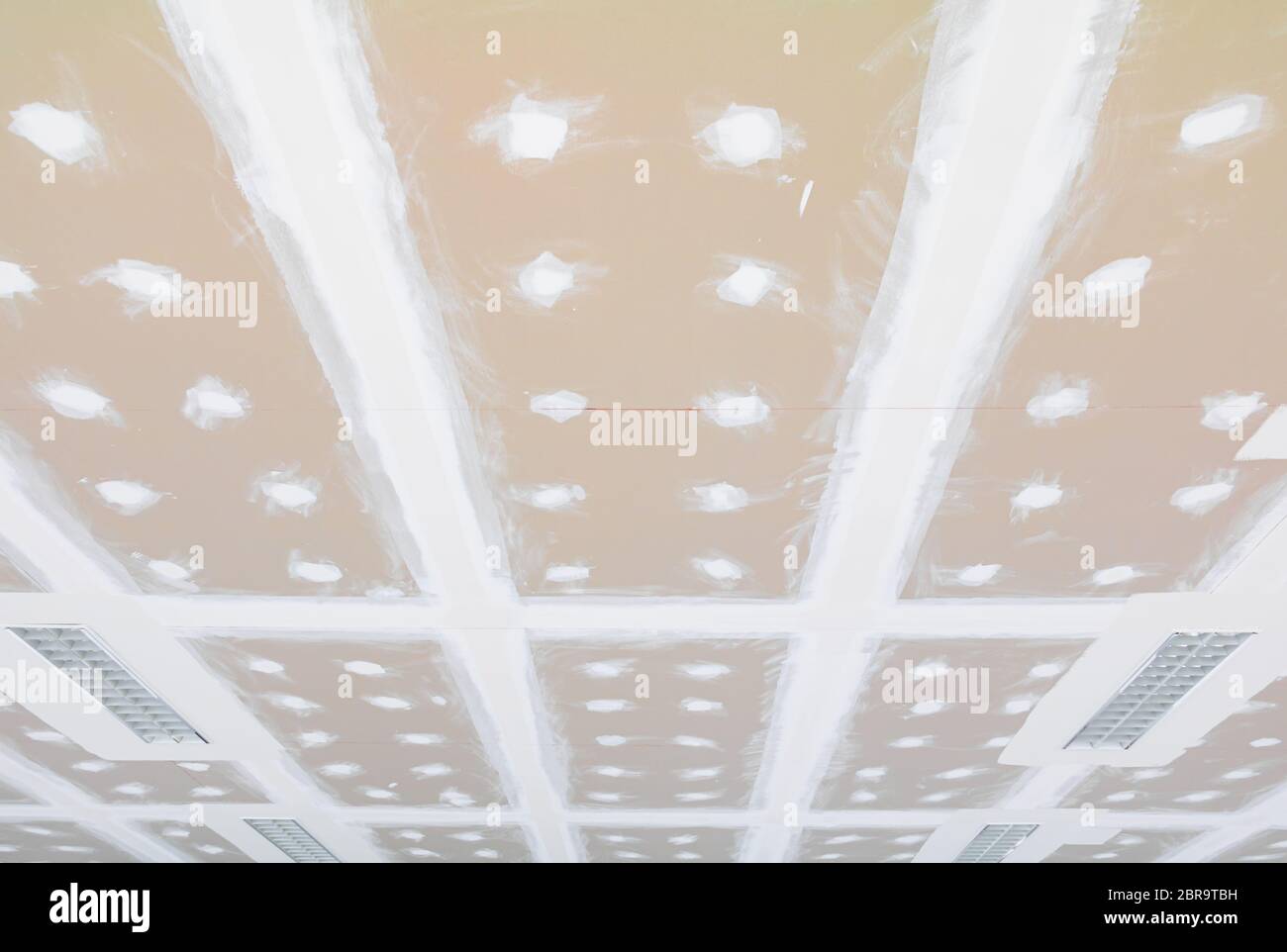 gypsum board ceiling structure and plaster mortar wall painted ...