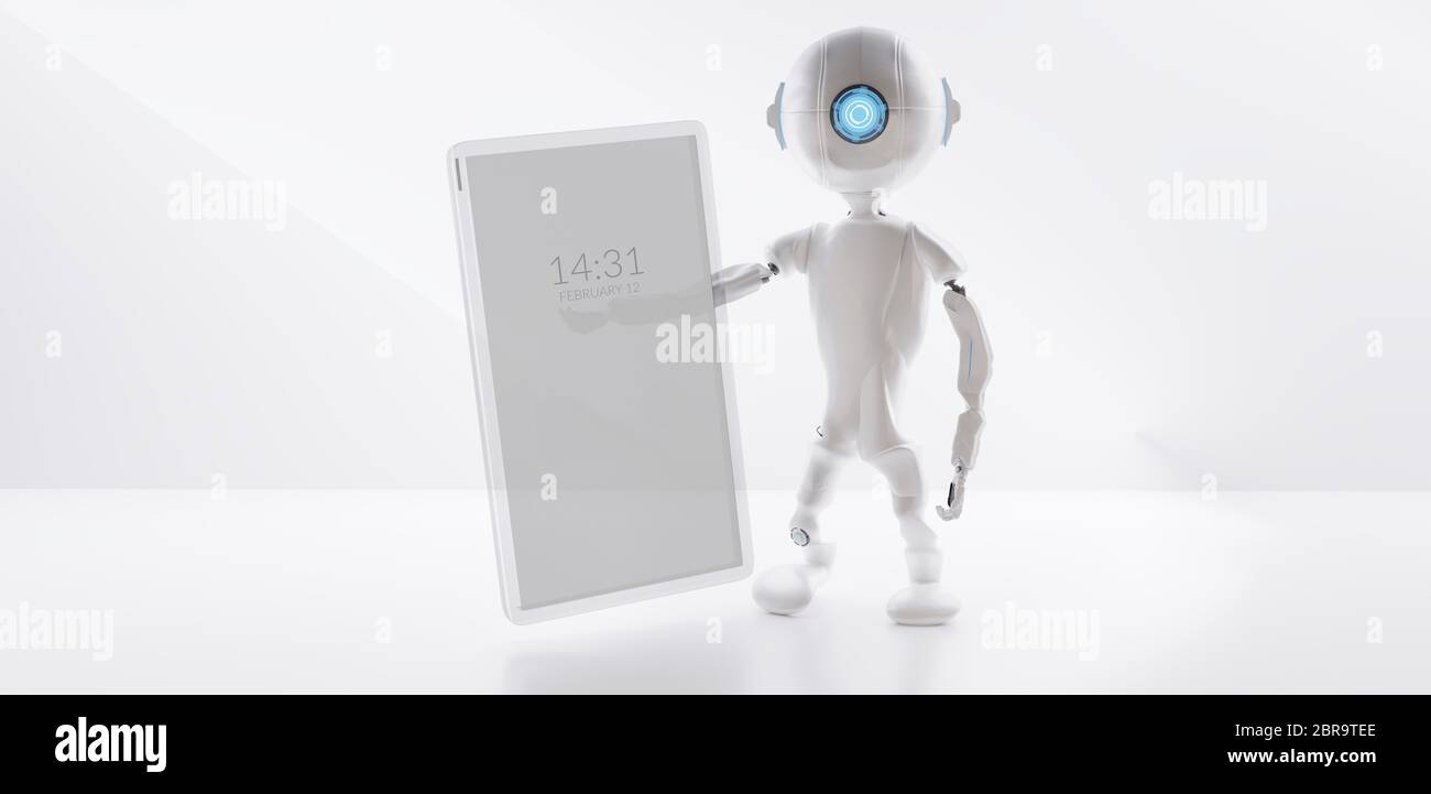 robot A.I. mobile phone isolated on white 3d-illustration Stock Photo ...