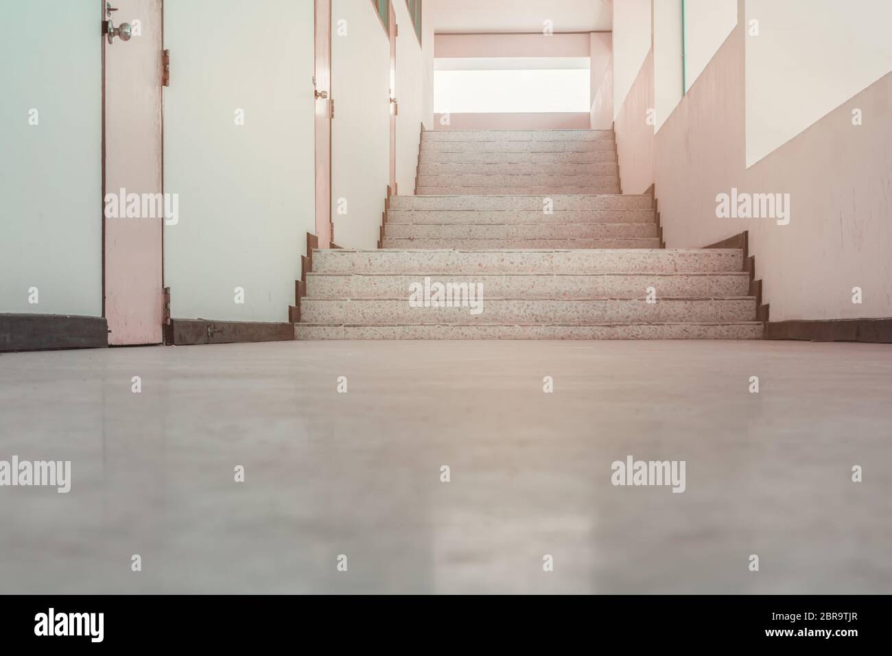 stairs walkway terrazzo flooring in interior building Stock Photo - Alamy