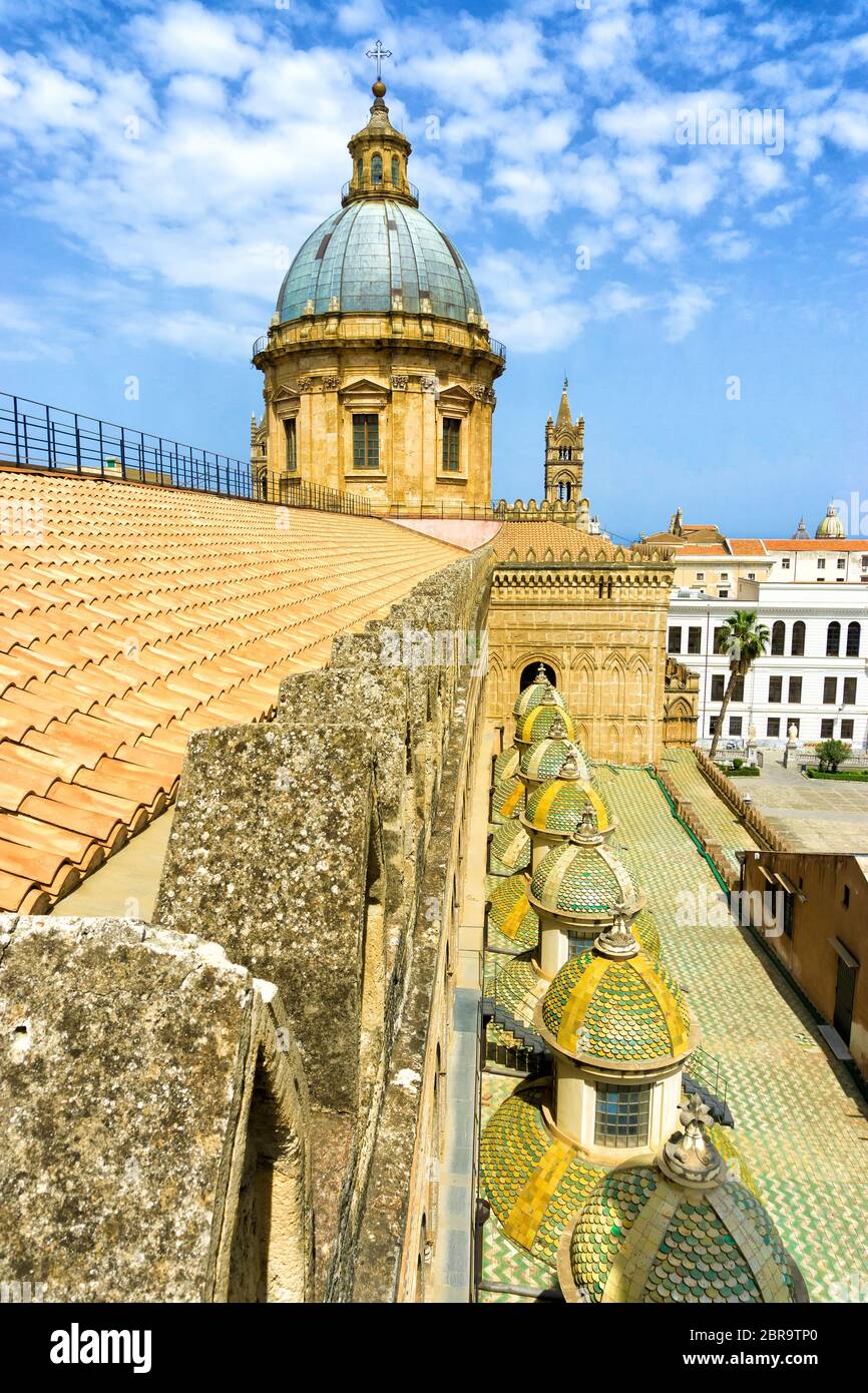 Beautiful view of the roof of the Palermo Cathedral in Palermo, Italy ...