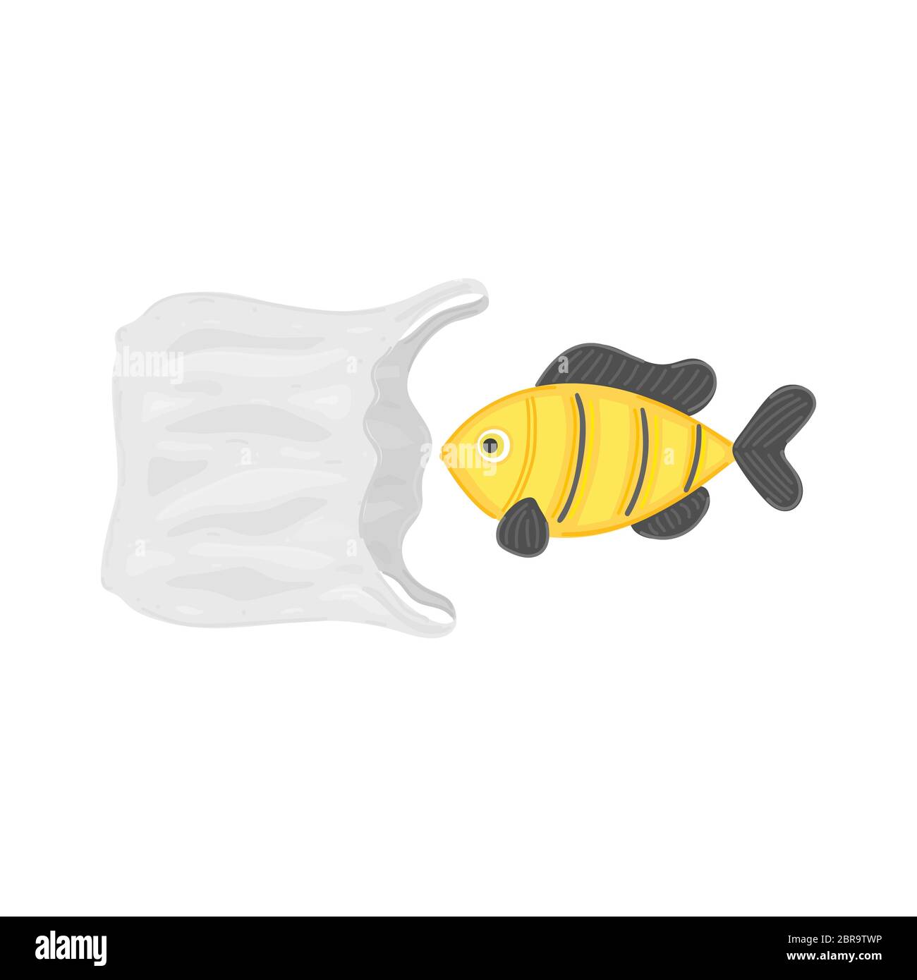 Stop ocean plastic pollution. The fish swims among the garbage. Marine ...
