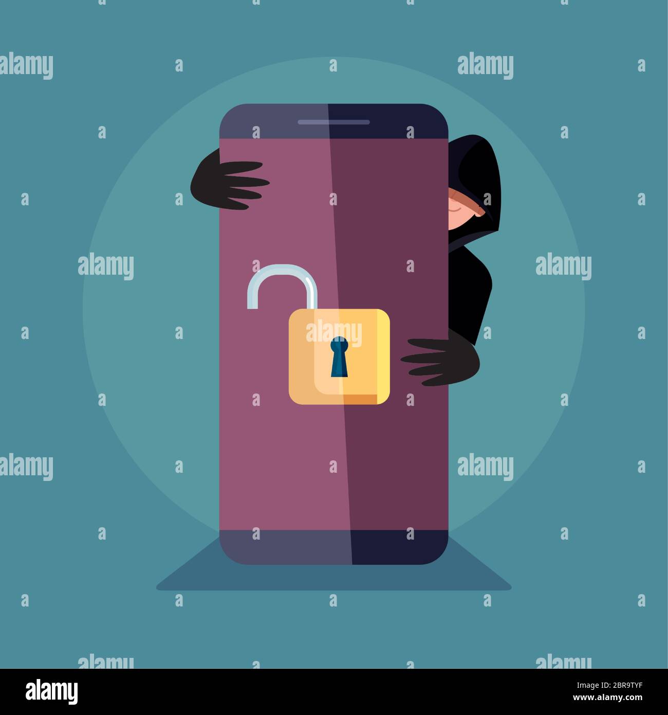 hacker with smartphone device icon Stock Vector Image & Art - Alamy