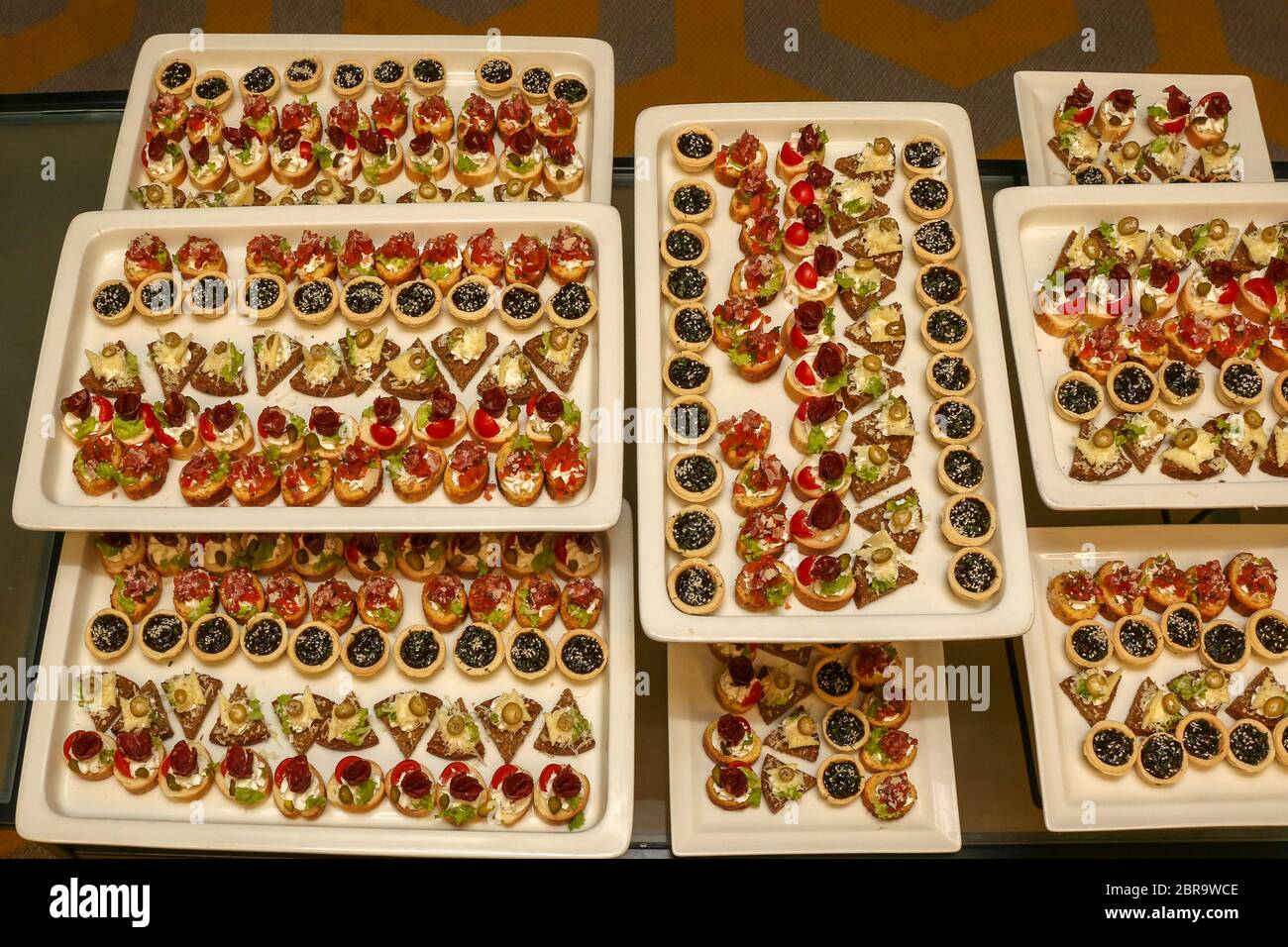 Small Bite Party Food Buffet Variety at Trays Stock Photo - Alamy