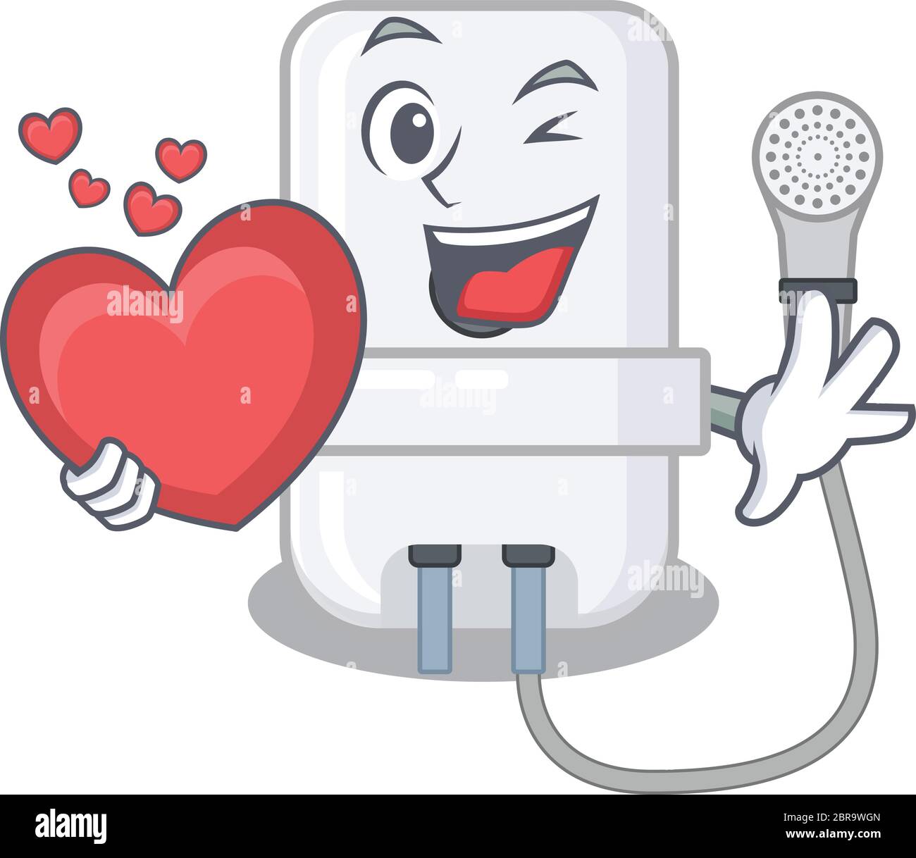 A sweet electric water heater cartoon character style holding a big ...