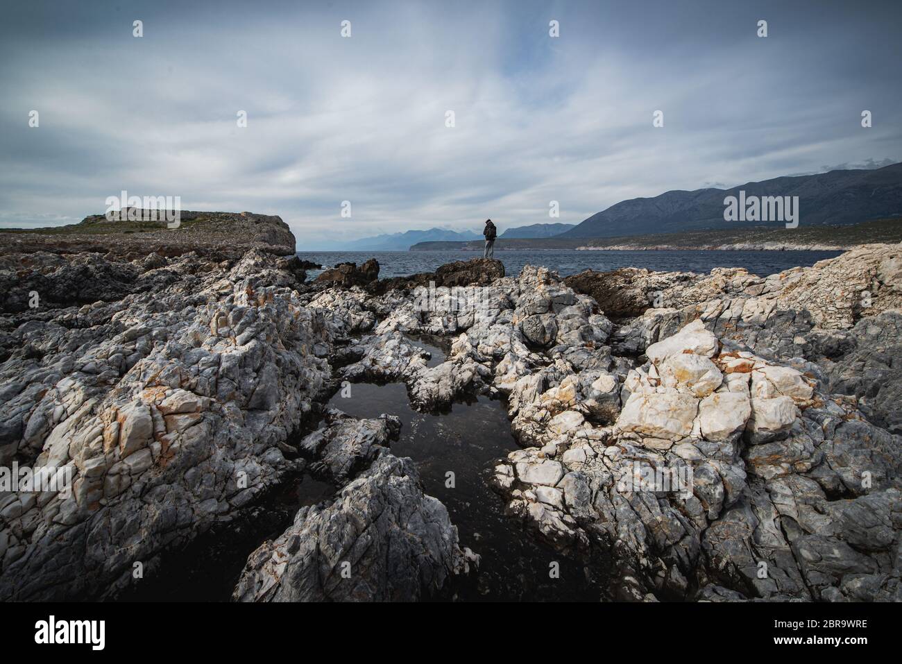 Rock stones beach near village of Mezapos, Mani, Laconia, Peloponnese ...