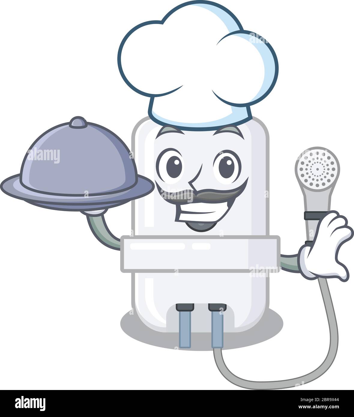 mascot design of electric water heater chef serving food on tray Stock ...