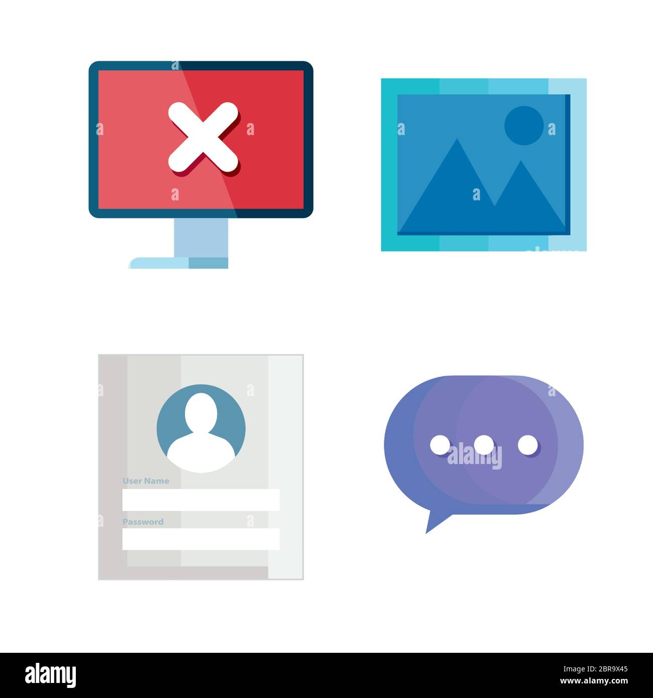 set of icons insecurity and technology error Stock Vector Image & Art ...