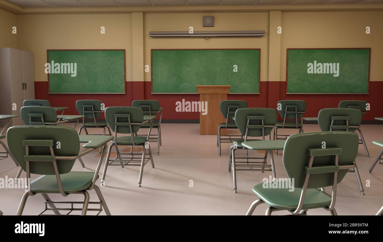 3D rendering of an empty classroom Stock Photo - Alamy