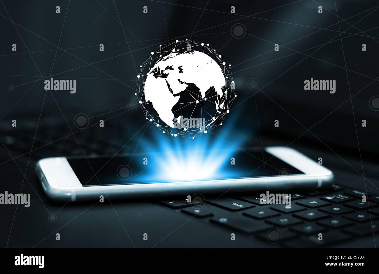 Networking and internet connection concept, Smart phone mobile on ...