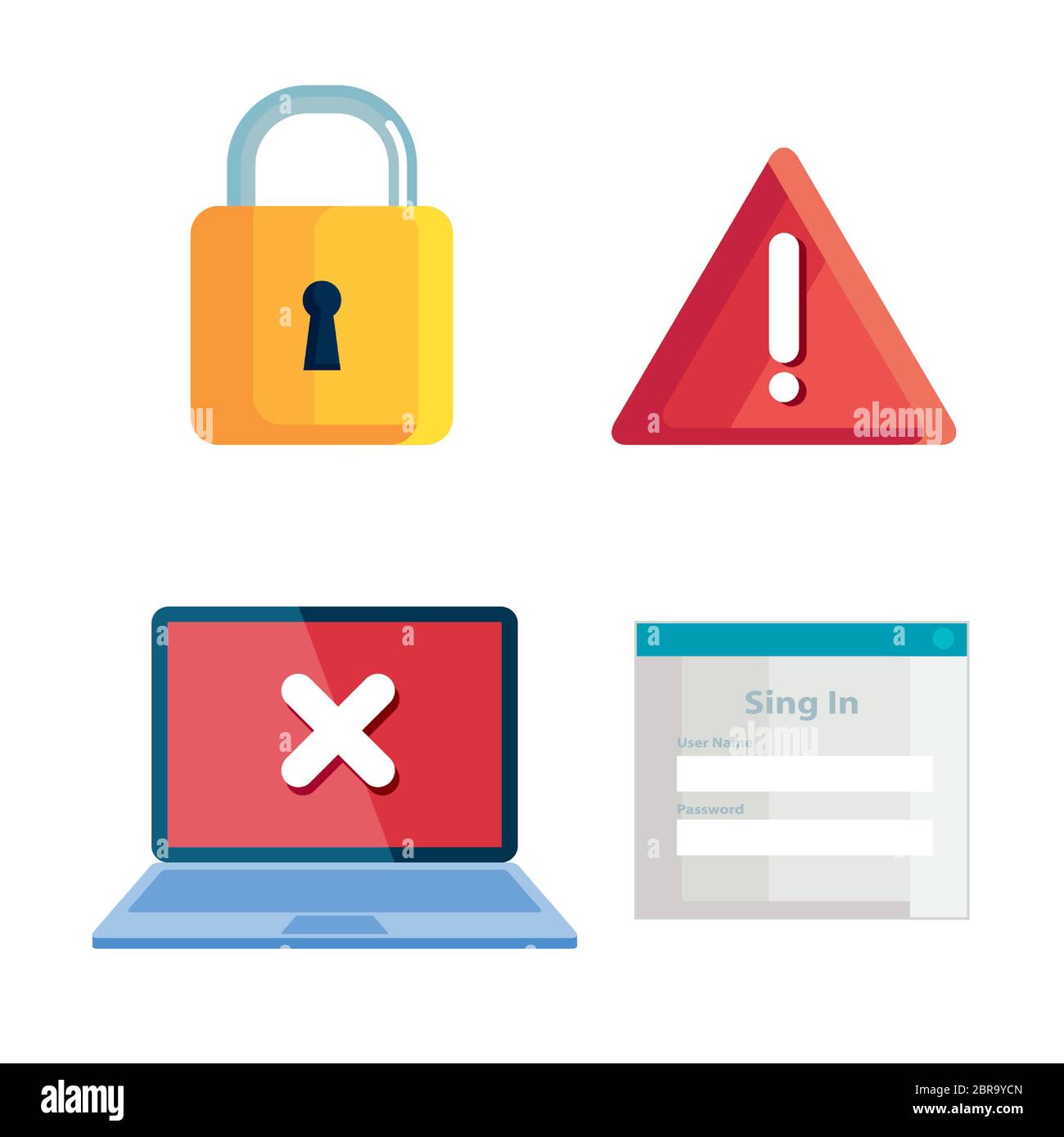 set of icons insecurity and technology error Stock Vector Image & Art ...