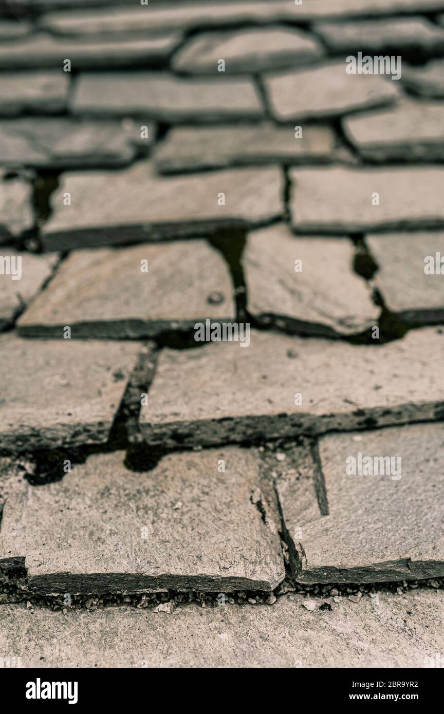 Pattern of rectangular stony pathway slabs on the street Stock Photo ...