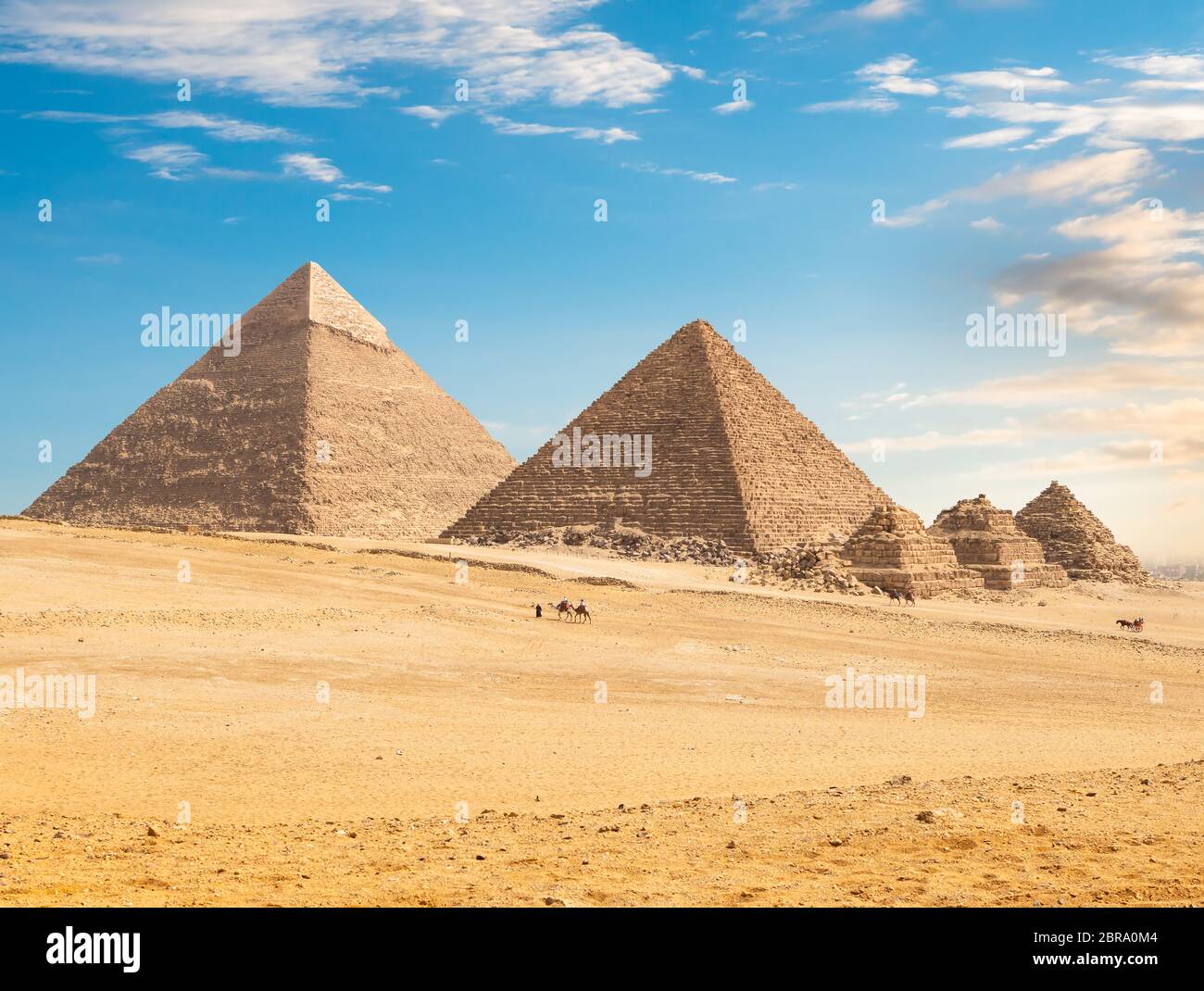 Pyramids of Giza in the desert by day Stock Photo - Alamy