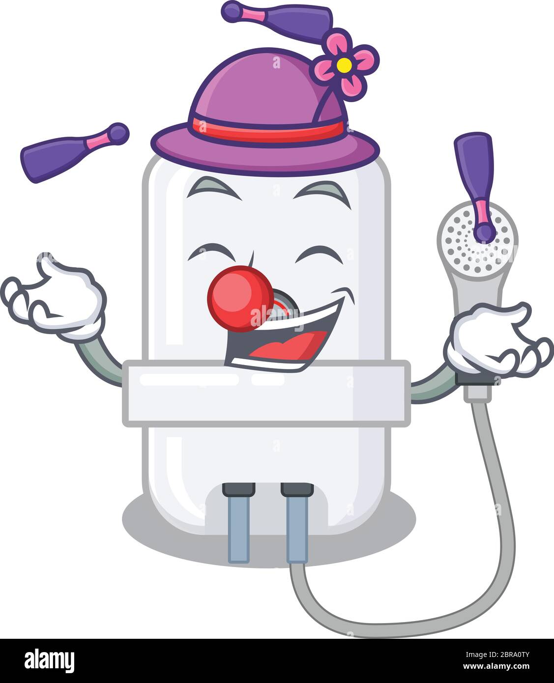 A electric water heater cartoon design style succeed playing juggling ...