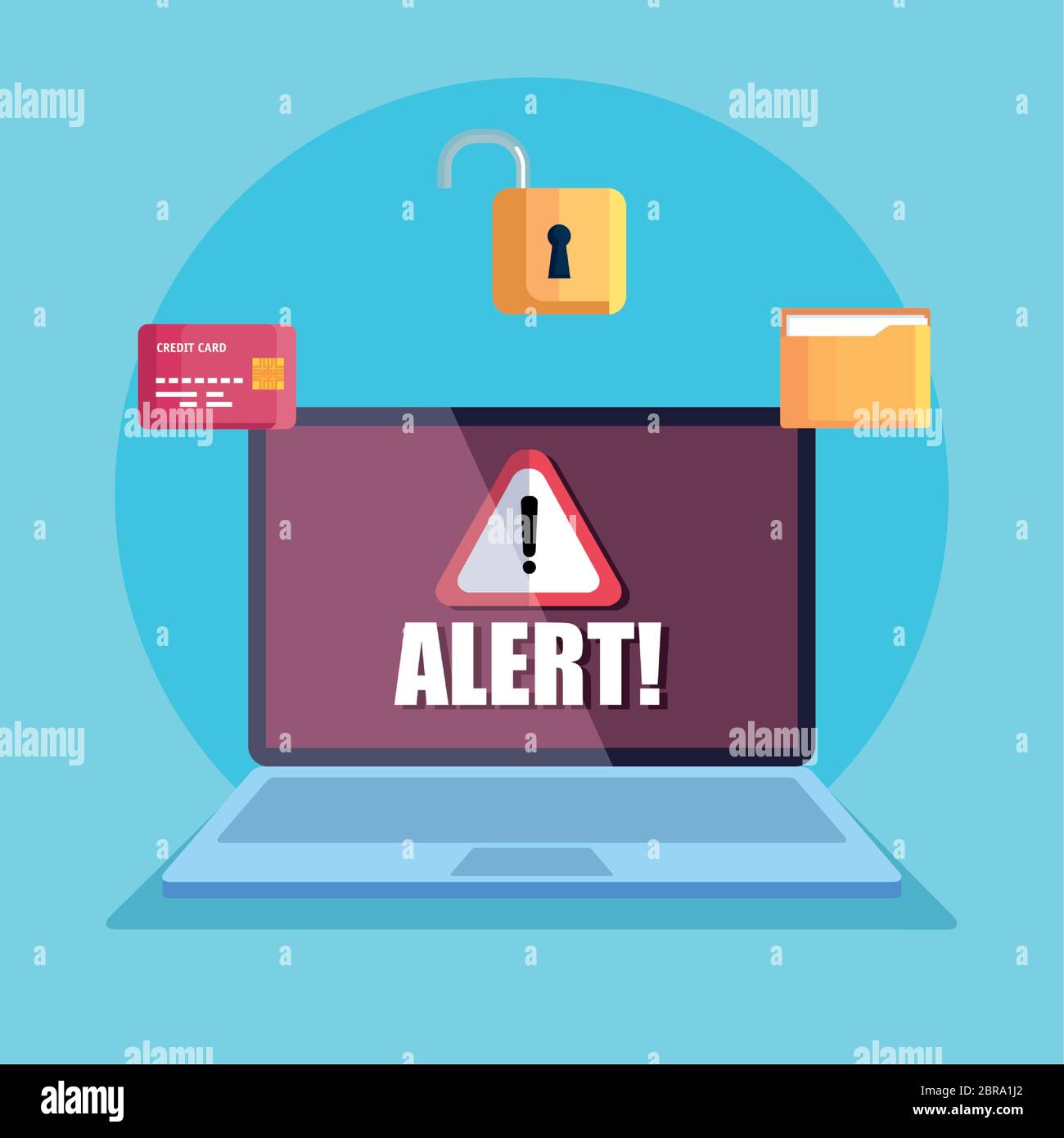 laptop with warning notification with icons Stock Vector Image & Art ...