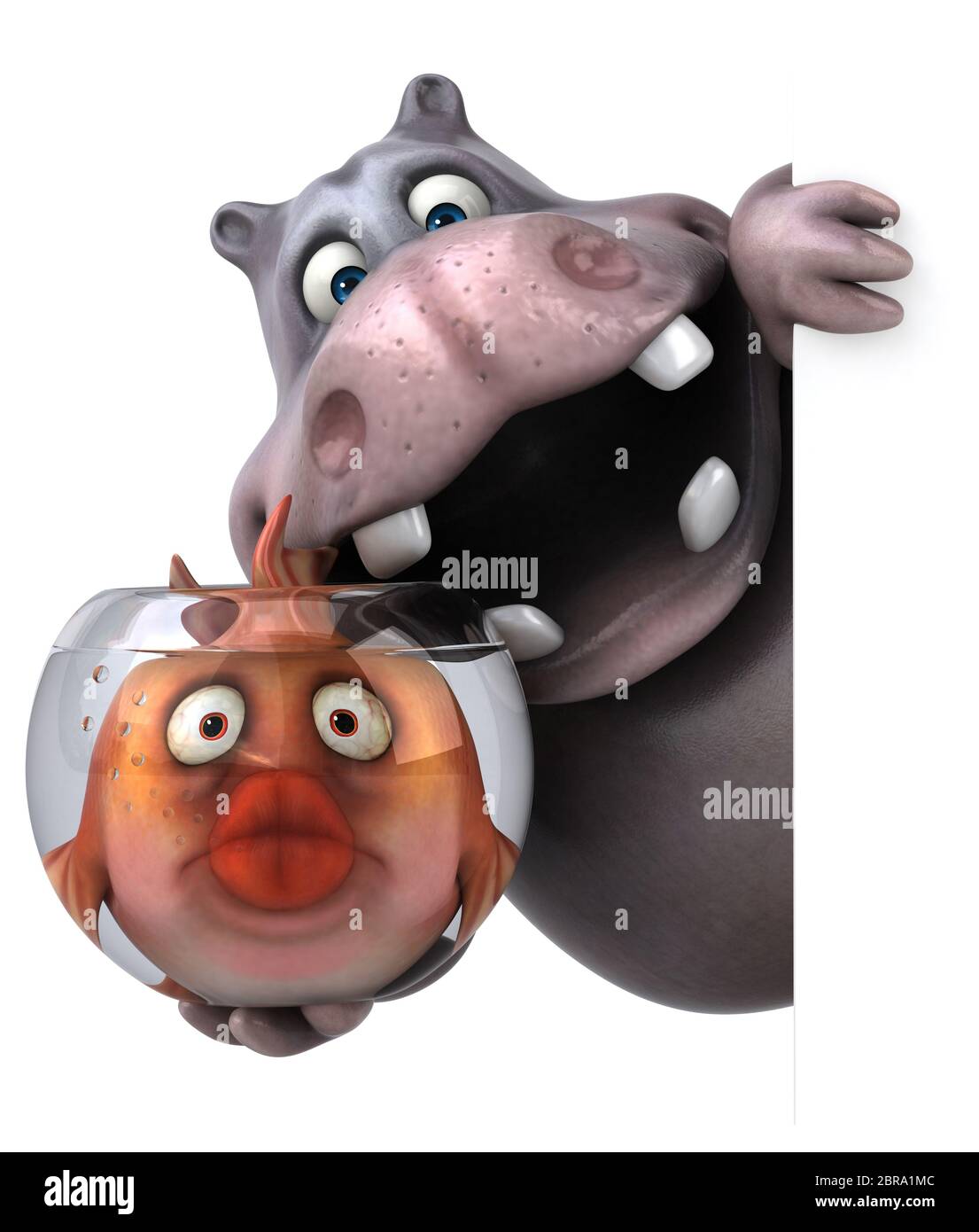 Fun hippo - 3D Illustration Stock Photo - Alamy
