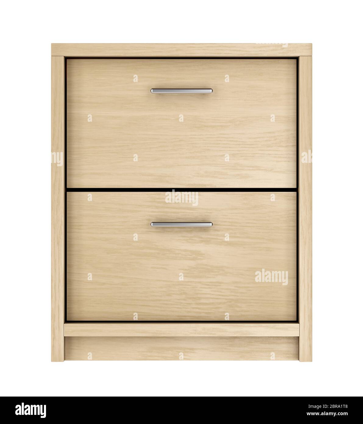 Front view of wooden nightstand, isolated on white background Stock ...