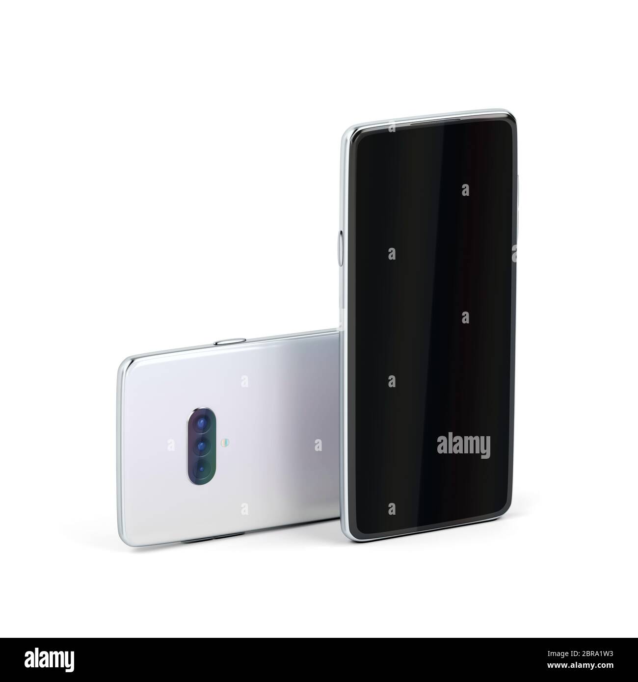 Modern smartphones on white background Stock Photo - Alamy